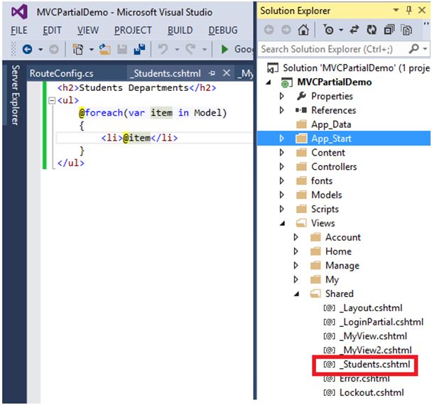 Using Partial Views In ASP.NET MVC 5.0: Part 7